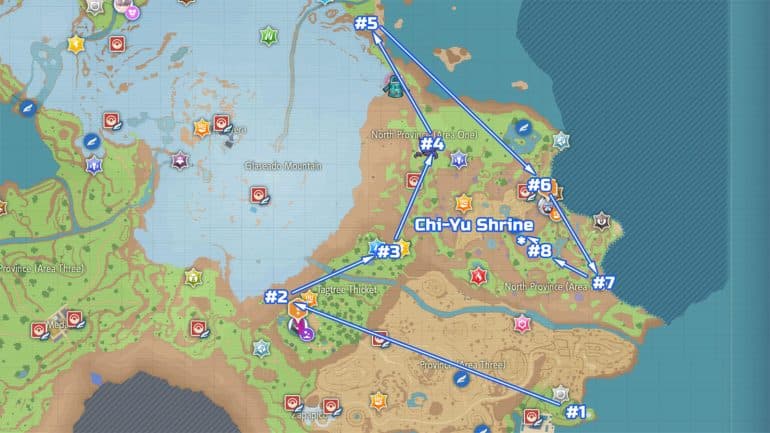 Legendary Pokémon Chi-Yu Stakes and Shrine Locations Guide Pokémon Scarlet and Violet
