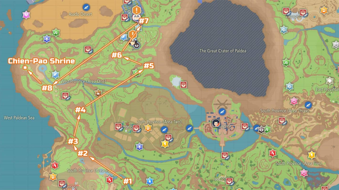 Legendary Pokémon Chien-Pao Stakes and Shrine Locations Guide Pokémon Scarlet and Violet